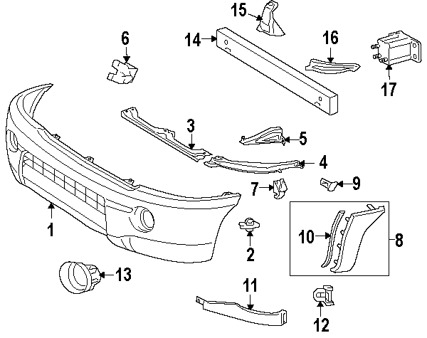 TOYOTA OEM 05 - 11 Tacoma Front Bumper Upper Retainer Left 5212604010 ...