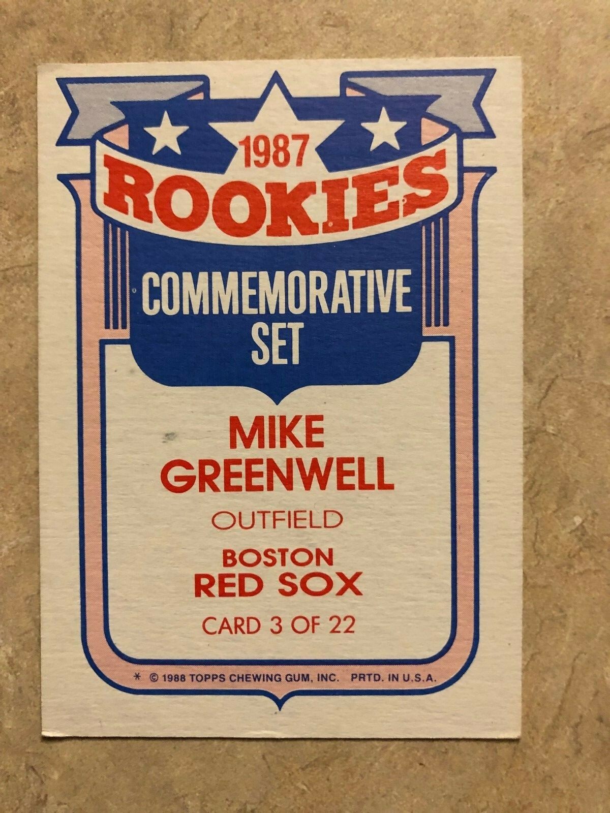 1987 Topps Rookie Cards #3 of 22 Mike Greenwell Boston Red Sox Baseball ...
