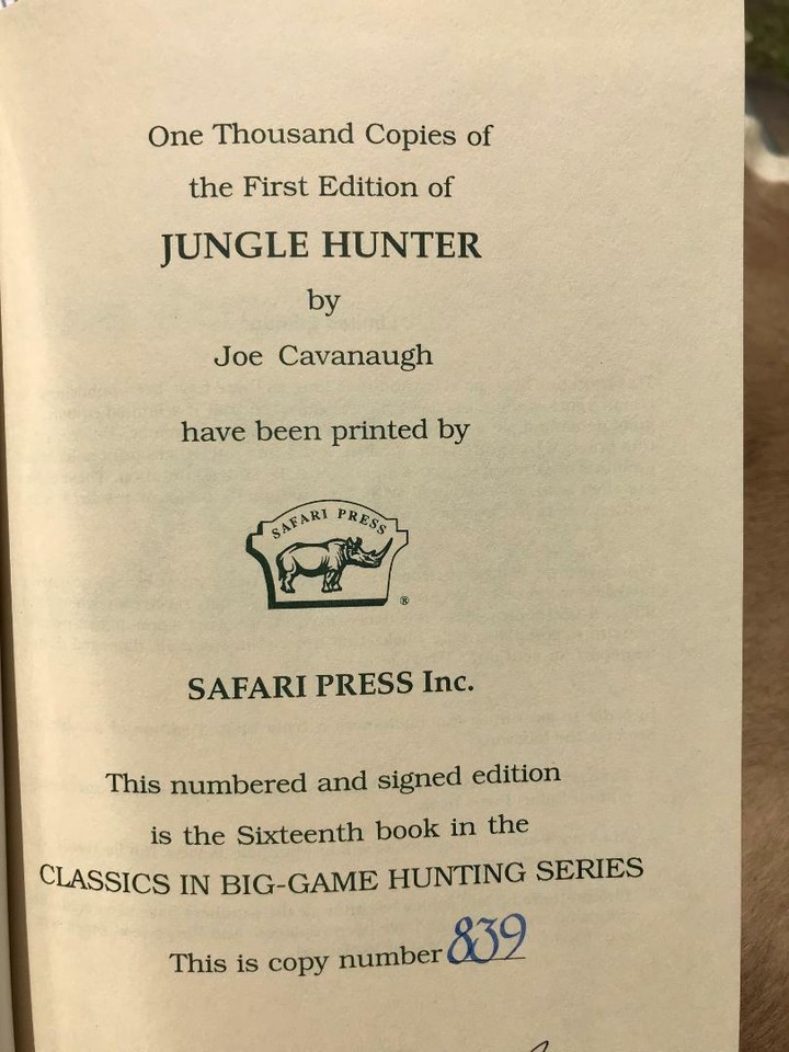 The Jungle Hunter by Joe Cavanaugh Limited Edition Safari Press | eBay