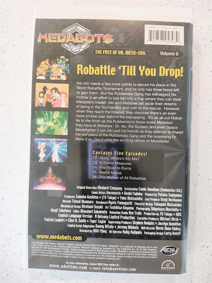 Medabots Vol 6: The Face of Dr. Meta-Evil VHS ADV 2002 Excellent ...