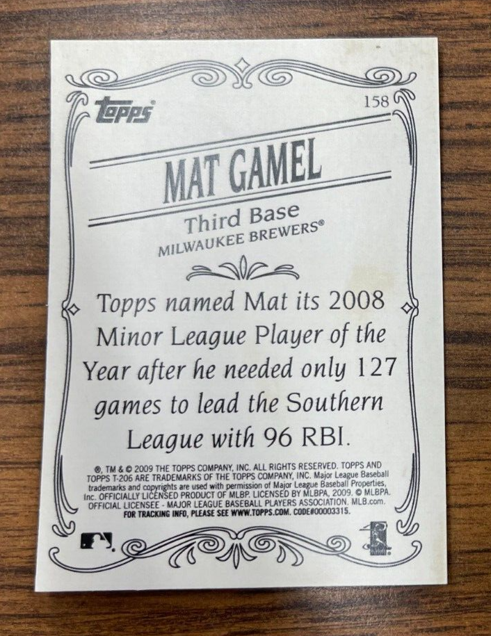 2009 TOPPS ROOKIE Card # 158 Mat Gamel - Milwaukee Brewers | eBay
