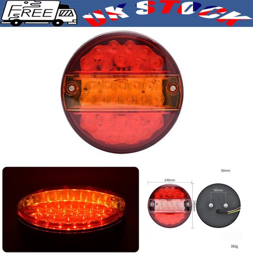 Round 12V LED Rear Tail Lights Indicator Stop Light Trailer Caravan ...