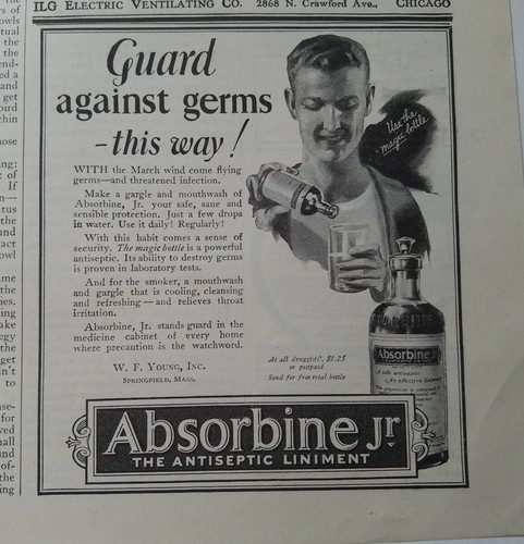 1926 Absorbine jr. Antiseptic liniment guard germs man bathrobe vintage ...