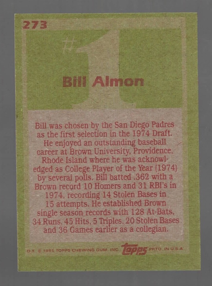 1985 Topps #273 Bill Almon Near mint or better | eBay