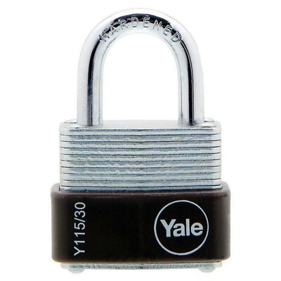 Yale 30mm padlock laminated steel zinc 17mm shackle Y115/30/117/1 ...