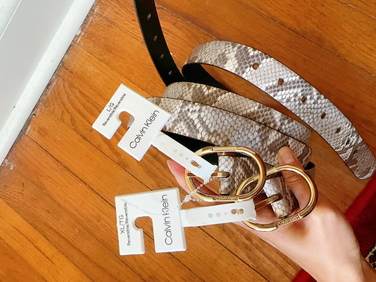 NWT Calvin Klein Reversible Snake Python Reptile Print Belt Black /Gray ...
