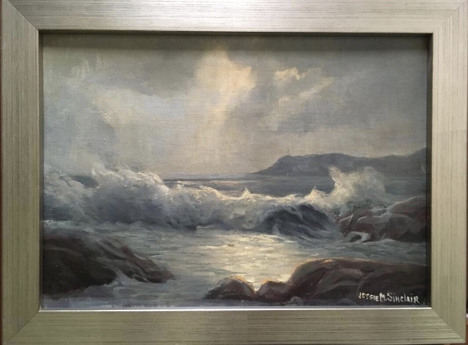 JESSIE SINCLAIR: "East Hampton" Oil Painting Ca 1960 Silver Frame ...