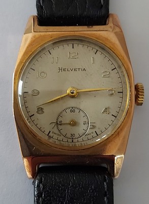 Vintage 9ct Solid Gold Helvetia Art Deco Gentleman's 15 Jewels 3 Adj ...