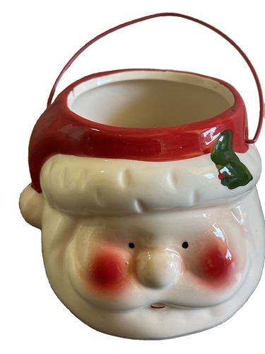 Vintage Royal Norfolk Ceramic Santa Head Planter Bucket with Handle ...