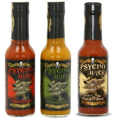 Hot Chilli Sauce 3 Set 70% Ghost, Mustard Ghost & Roasted Garlic Psycho ...