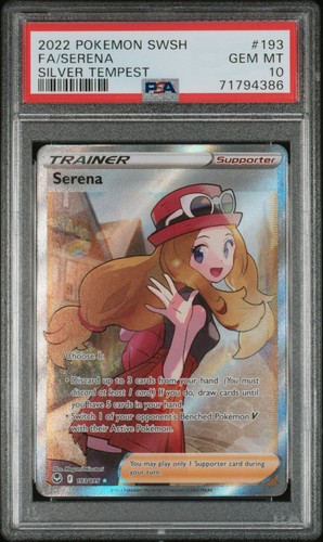 2022 Pokemon SWSH Silver Tempest #193 Full Art Serena Trainer PSA 10 ...