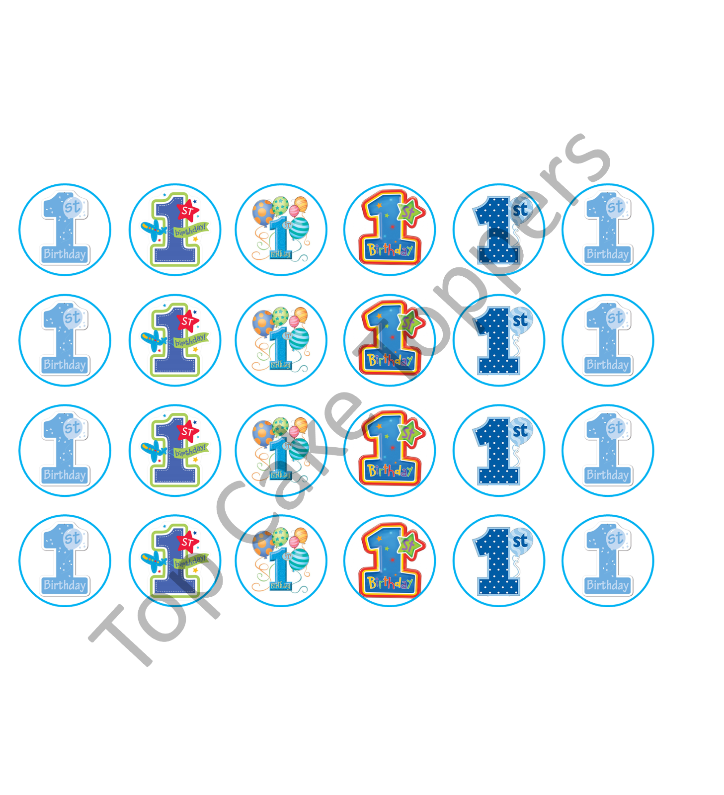 Blue 1st birthday Number 1 boy cupcake toppers icing or wafer | eBay UK