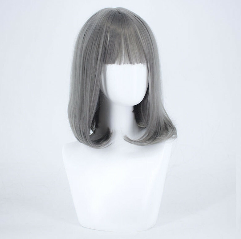 Korean Women Middle Long 40cm Bobo Head Curly Synthetic Hair Girl Wig ...