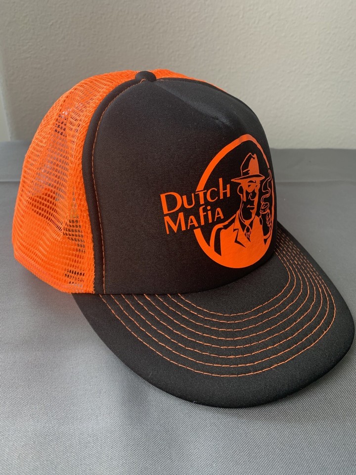 Dutch Bros Coffee Shop Mafia Black Orange Mesh Snapback Trucker ...
