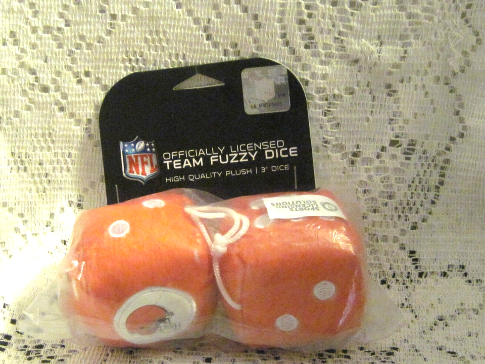 CLEVELAND BROWNS NFL ORANGE BLACK TEAM FUZZY DICE 2" NEW | eBay
