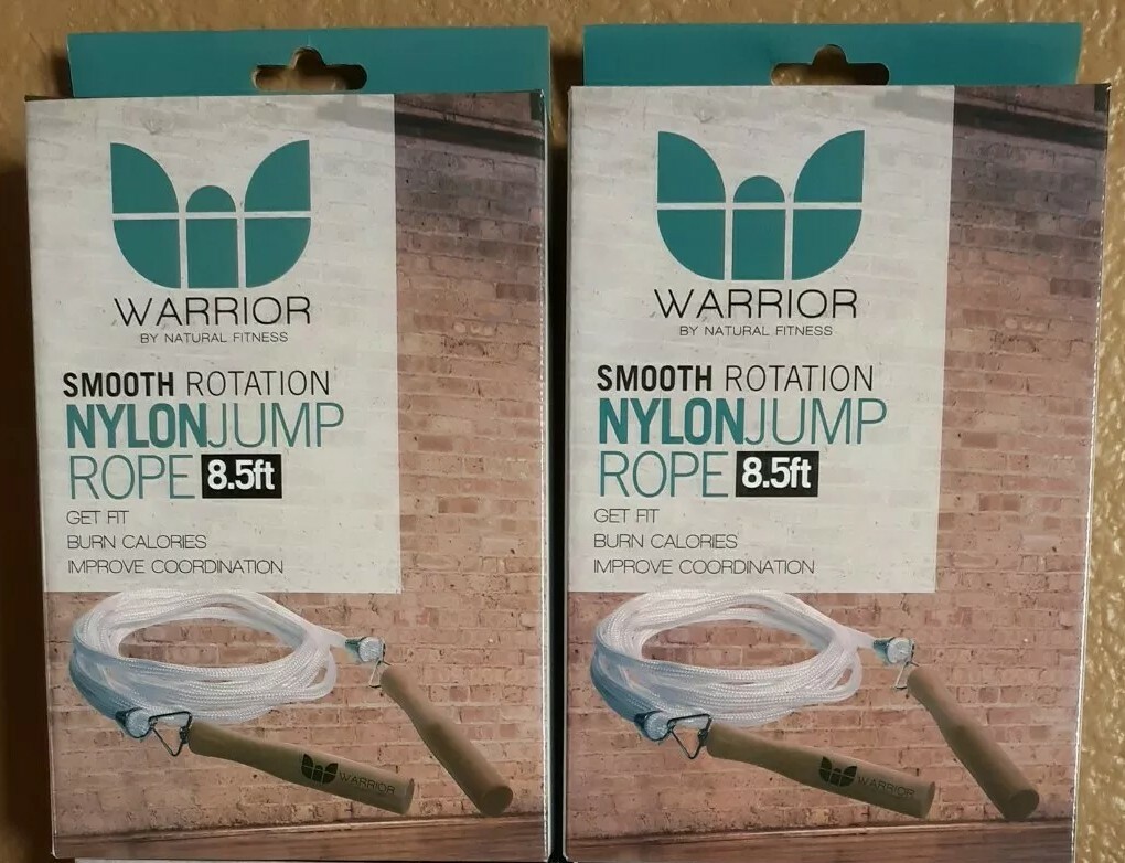 2X Warrior Get Fit Nylon Jump Rope Wood Handle 8.5 ft Swivel Rotation ...