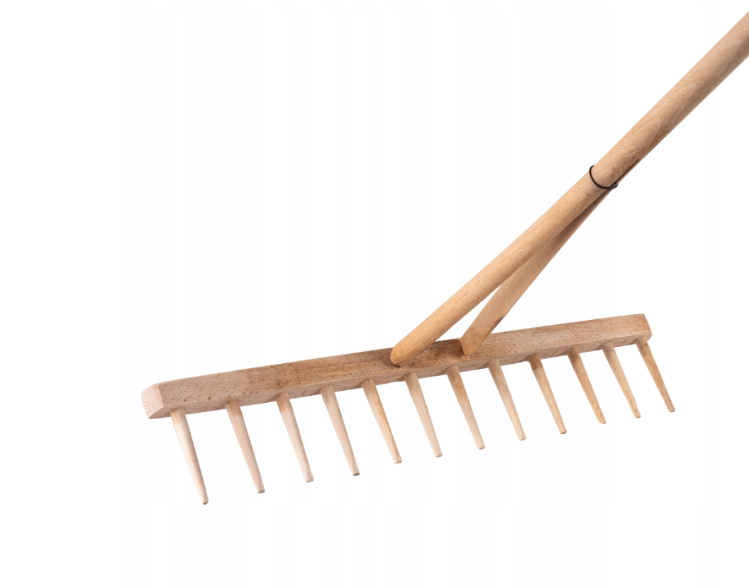 Traditional Wooden Rake with Wide Head and Long Reach Vintage Garden ...
