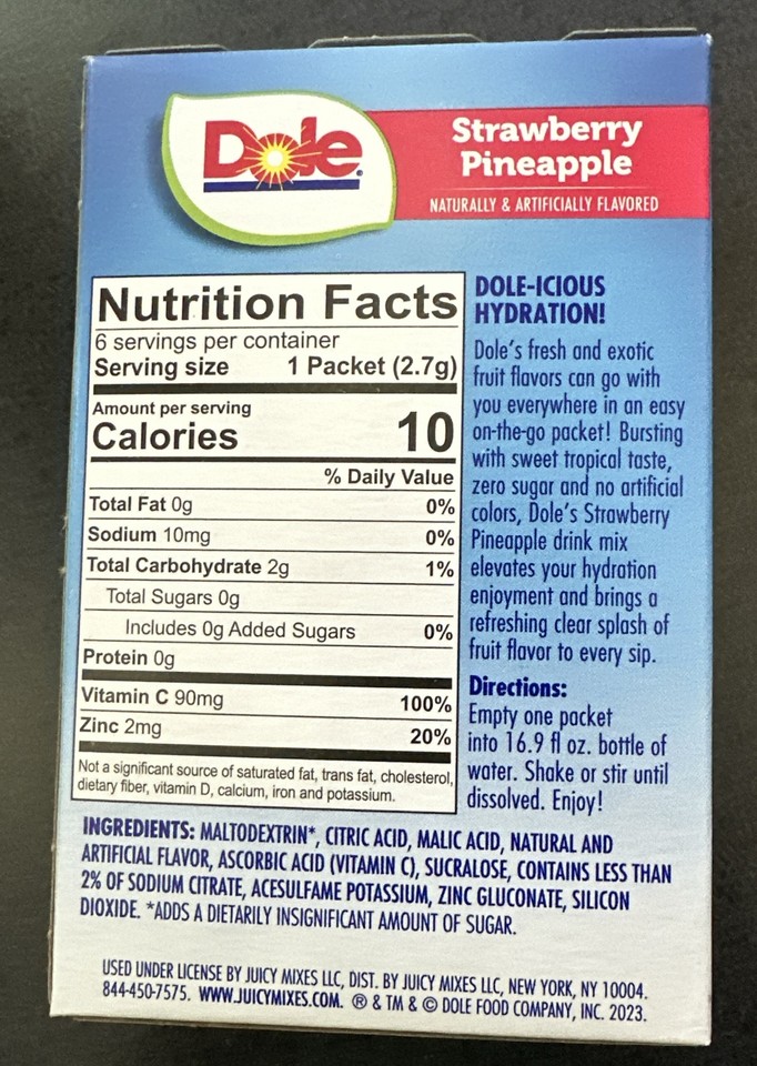 DOLE STRAWBERRY PINEAPPLE DRINK MIX SINGLES TO GO 30 STICKS 5 boxes | eBay