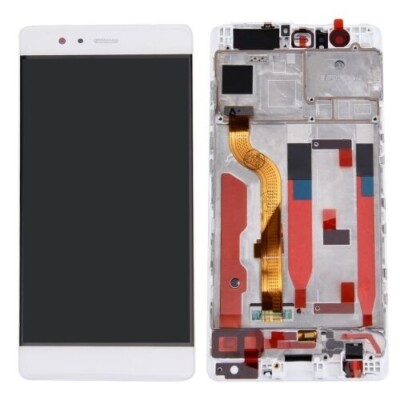 DISPLAY LCD +TOUCH SCREEN CORNICE per HUAWEI P9 EVA-L09 L29 BIANCO ...