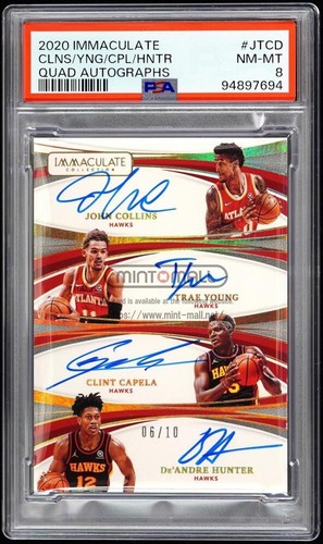 2020-21 Clint Capela De'Andre Hunter John Collins Trae Young Quad Auto ...