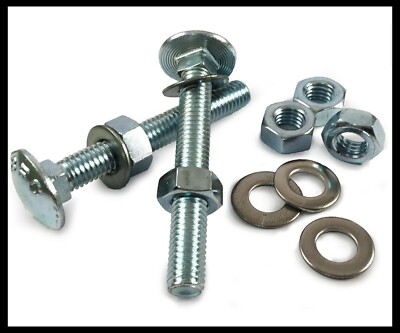 M8 8mm Cup Square Carriage Bolts With Hex Nuts and Washers Coach Screw ...