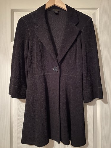 Eva Varro Women's Size M Black Pebble Knit Single Button Jacket ...