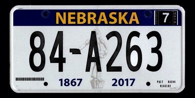 Natural July 2019 NE Nebraska License Plate 84-A263 - Sower design | eBay
