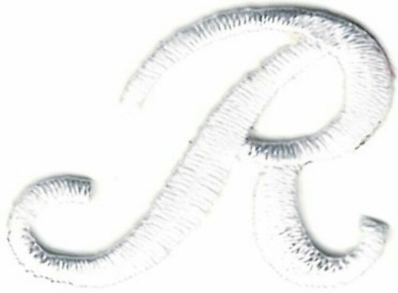 1"x1 1/8" Fancy White Script Cursive Alphabet Letter R Embroidered ...