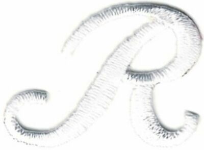 1"x1 1/8" Fancy White Script Cursive Alphabet Letter R Embroidered ...