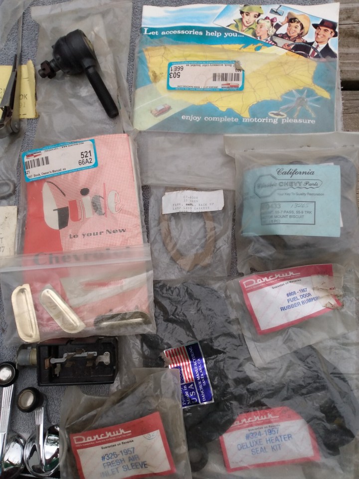 1957 Chevy Chevrolet car parts lot package, mostly new, some are VERY ...