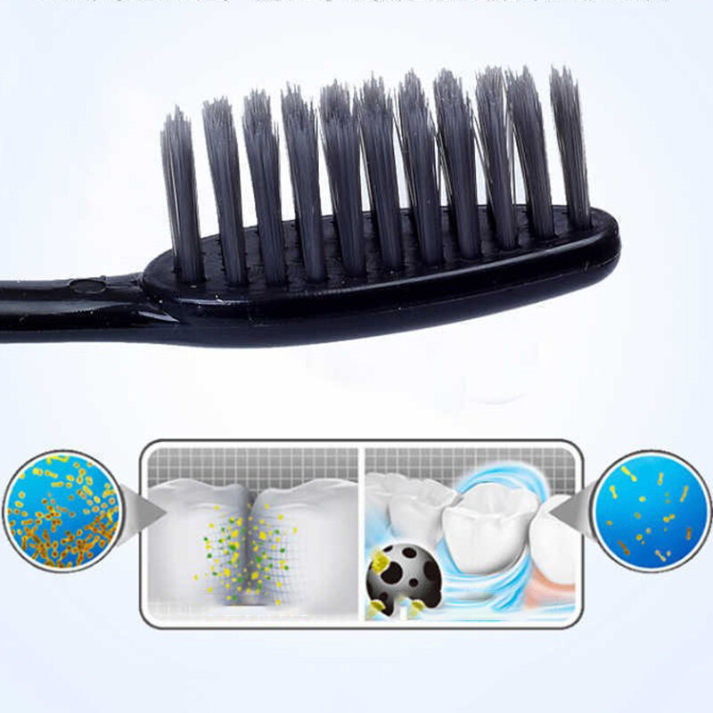 10 Pieces Bamboo Toothbrush Soft Tooth Brush Charcoal Adults ...