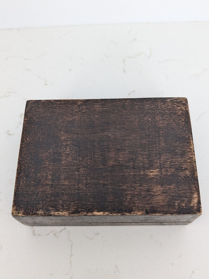Wood Tobacco Hinged Box 7×5×2.5 Vintage Antique Cigars Trinkets ...