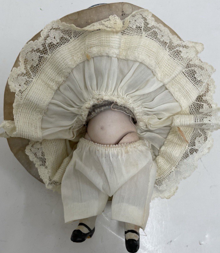 Antique 6” German All-Bisque Mignonette Doll Molded Shoes Blue Garters ...