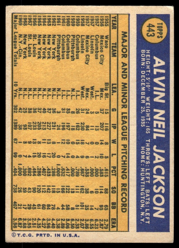 1970 Topps Al Jackson #443 Cincinnati Reds Baseball Card | eBay