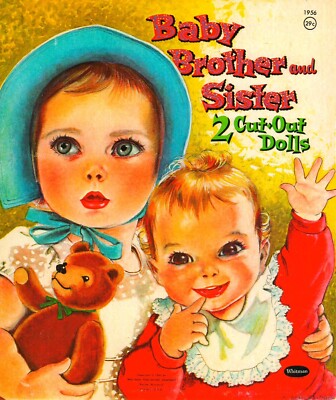 VINTAGE UNCUT 1961 BABY BROTHER & SISTER PAPER DOLLS~#1 REPRODUCTION~#1 ...