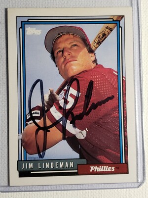 1992 Topps Jim Lindeman Autograph Card Phillies Cardinals Tigers Auto ...