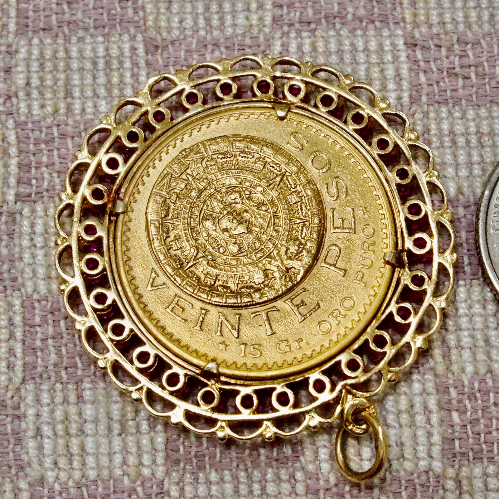 VINTAGE 1918 TWENTY 20 PESOS MEXICAN AZTEC GOLD COIN … - Gem