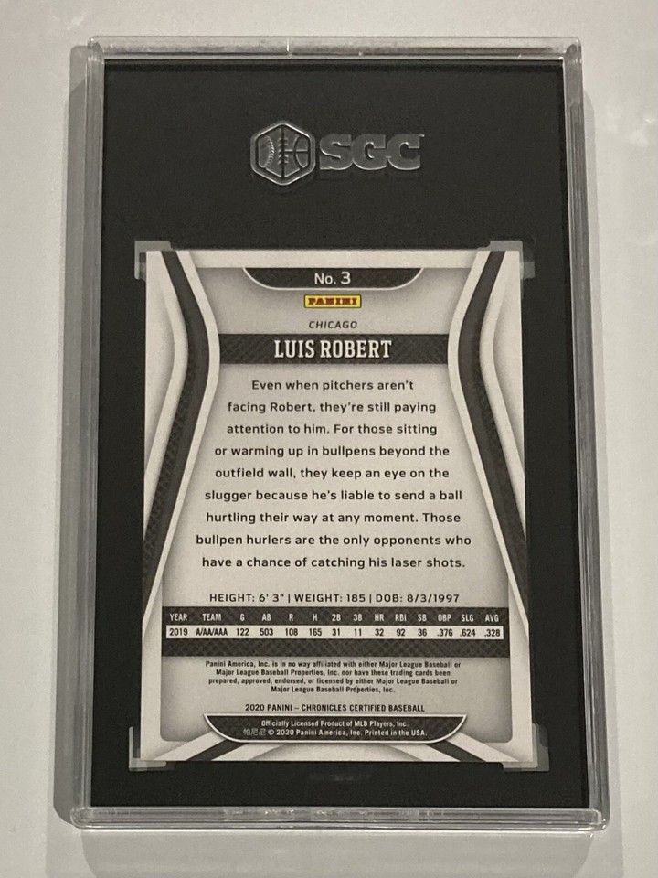 2020 Panini Chronicles #3 Luis Robert RC Certified SGC 8.5 NM-MT+ | eBay