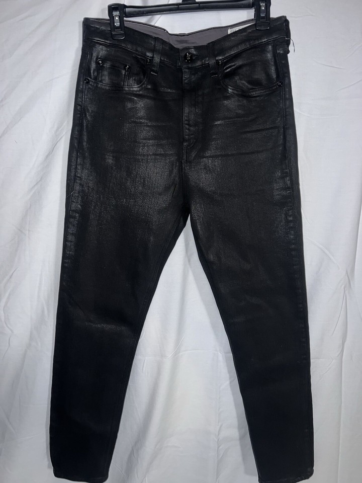 Rag & Bone Nina High Rise Skinny Jeans Size 31 Black Coated | eBay