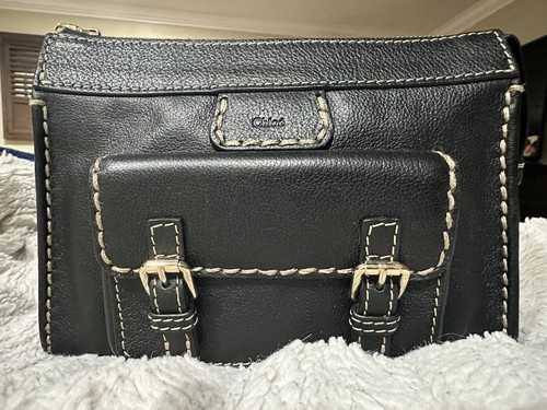 Chloe Edith Leather Wristlet Pouch Bag Black With Dust Bag, Tags ...