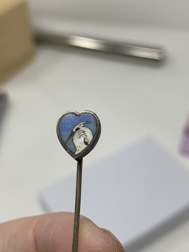 Charming Vintage Enamel And Silver Crane Heart Stick Pin | eBay