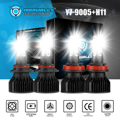 6 Sides 9005 H11 LED Combo Bulbs Headlight High Low Beam for Peterbilt ...