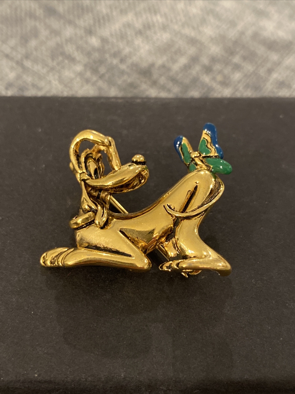Vintage Signed DISNEY NAPIER Goldtone Pluto Enamel Bu… - Gem