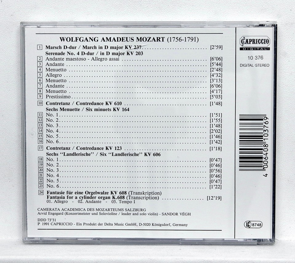 SANDOR VEGH ⸺ MOZART Divertimenti K.203 / March K.237 - Vol.9 ⸺ CAPRICCIO CD NM | eBay