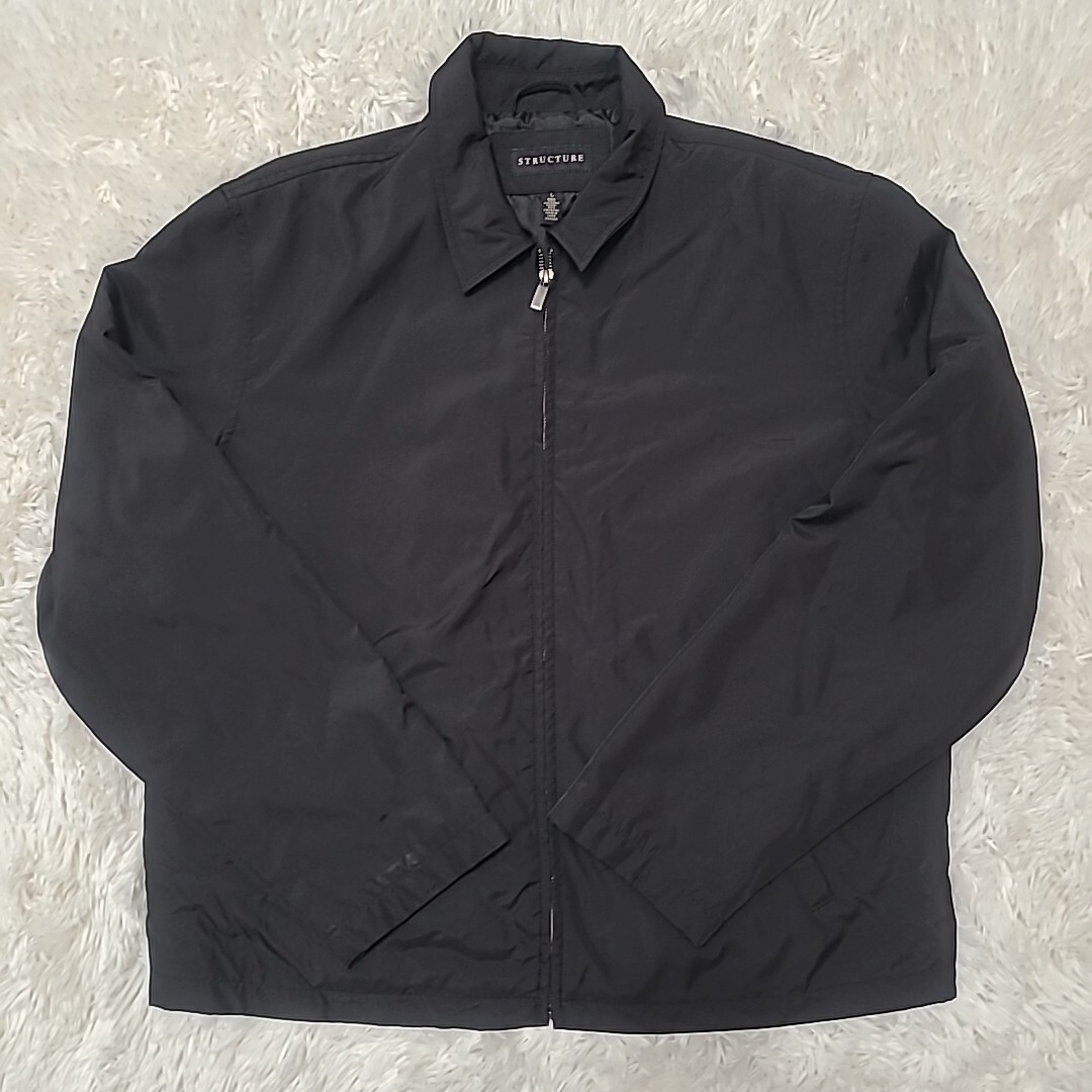 Structure Men's Jacket Black Zip Up Long Sleeve Poly… - Gem