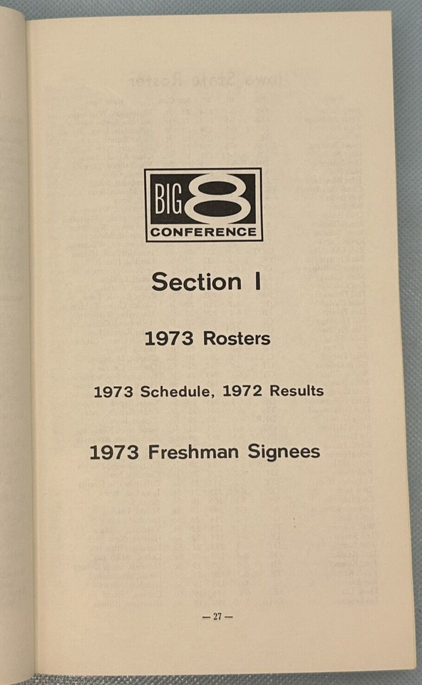 Big 8 Eight Conference OU Nebraska OSU Kansas Iowa CO MO Yearbook 1973 ...