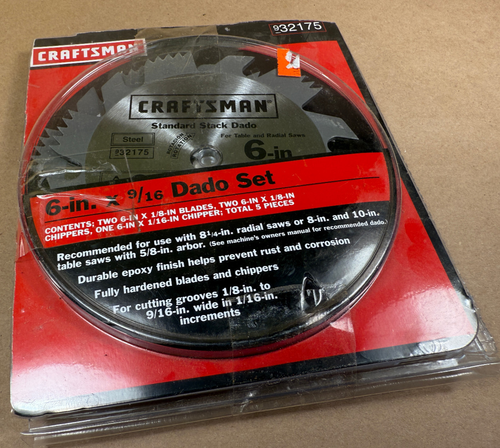 SEARS Craftsman 6" x 9/16" Dado Set 5/8" Arbor Made in USA 9-32175 FREE ...