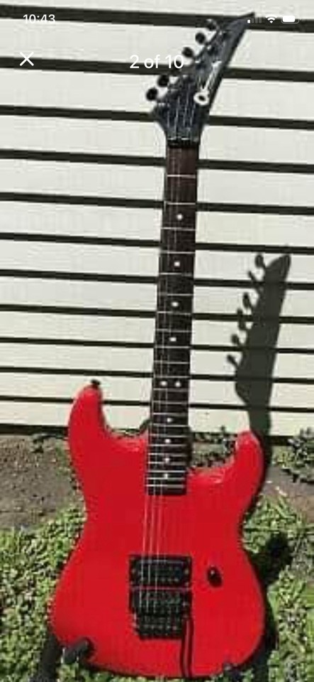 1987 Charvel Electric Guitar Red 6 String EMG Pickup Floyd Rose Maple ...