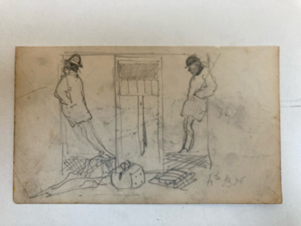 Beautiful Drawing Pencil On Paper Xixth Hippolyte Bellange Man Train ...