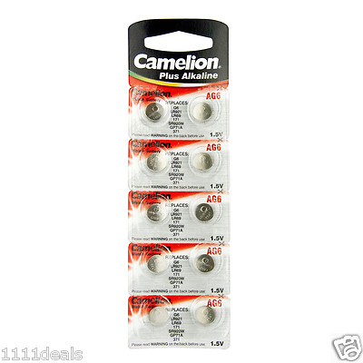 20 Pk Camelion AG6 LR920 371 370 D371 D370 LR920 Alkaline Button Cell ...